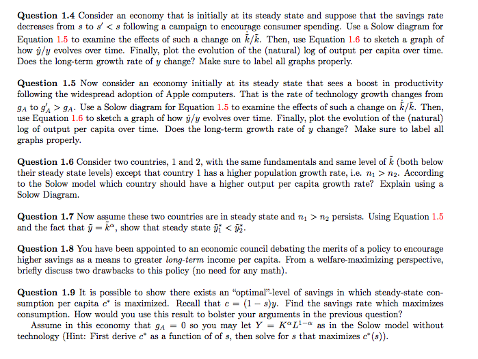 Solved Consider Solow growth model with Hicks-neutral | Chegg.com