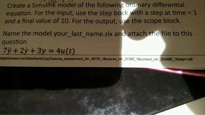 Create a Simulink model of the following ordinary | Chegg.com