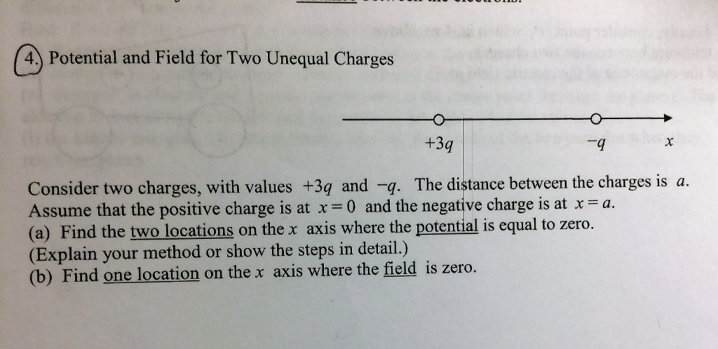 Solved 4.) Potential and Field for Two Unequal Charges +3q | Chegg.com Solved 4.) Potential and Field for Two Unequal Charges +3q | Chegg.com
