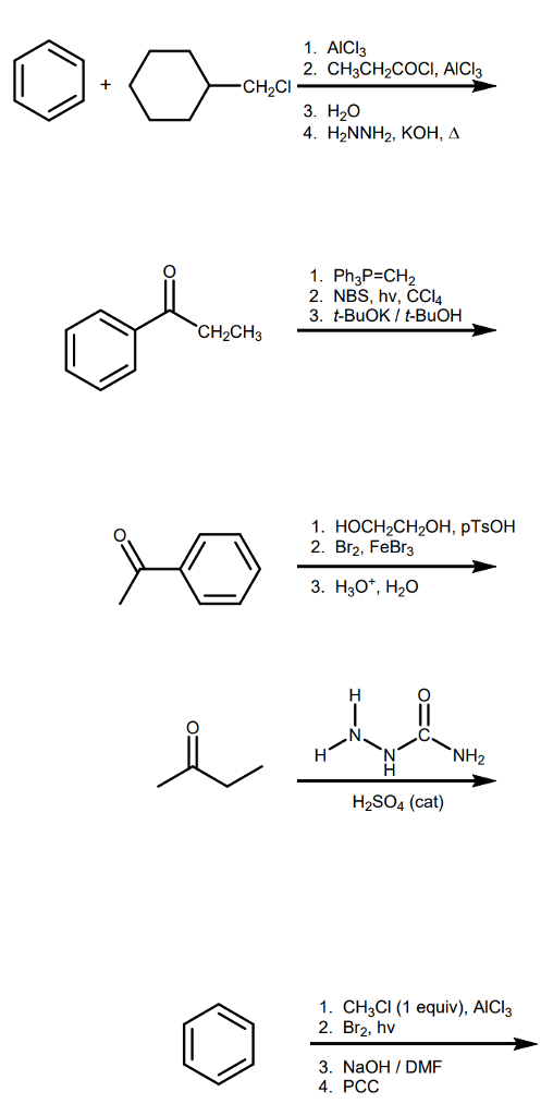 Solved 1. AICl3 2. CH3CH2COCI, AlCl3 3. H2O 4. H2NNH2, KOH, | Chegg.com