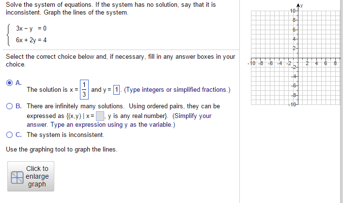 Solved Solve the system of equations. If the system has no | Chegg.com