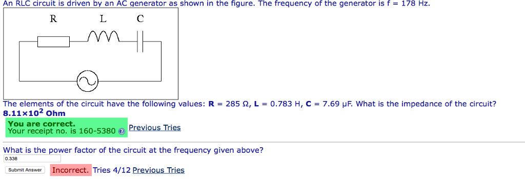Solved An RLC circuit is driven by an AC generator as shown | Chegg.com