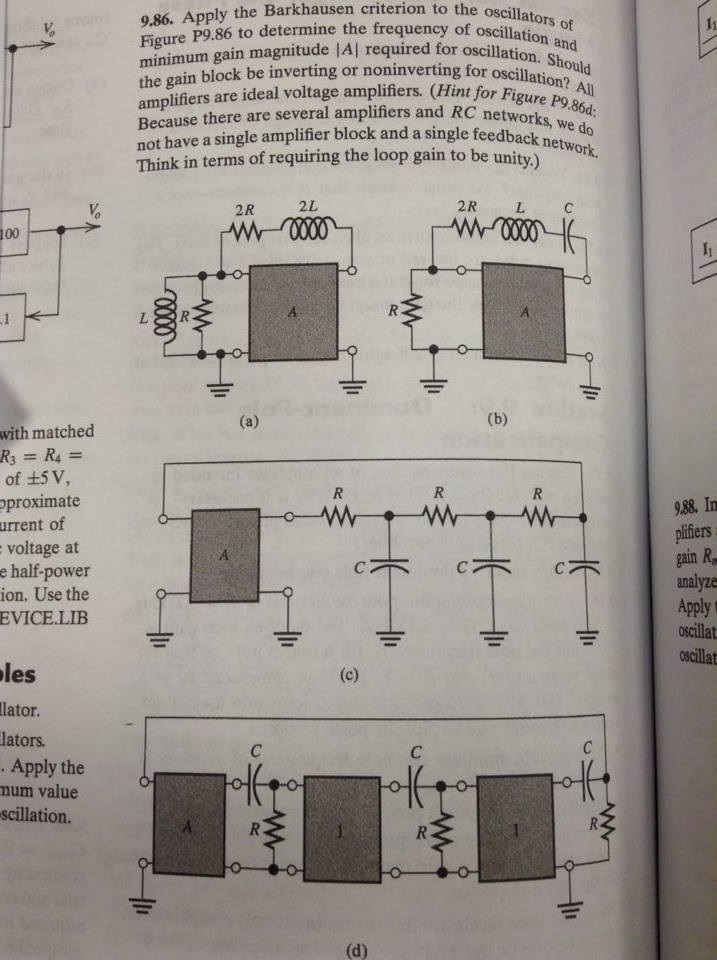 Solved Apply the Barkhausen criterion to the oscillators of | Chegg.com