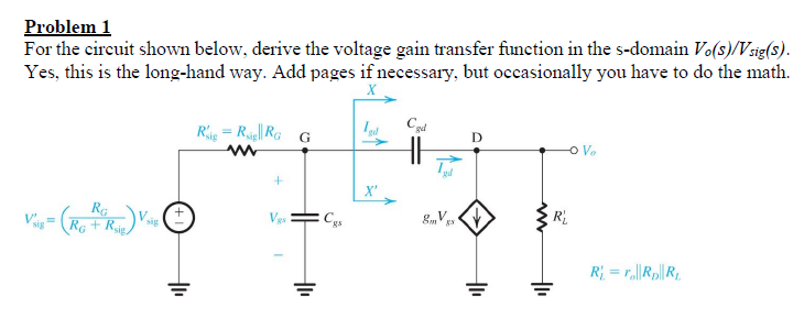 Solved Problem 1 For the circuit shown below, derive the | Chegg.com