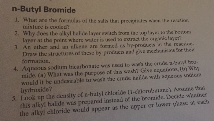 Solved n-Butyl Bromide 1. What are the formulas of the salts | Chegg.com