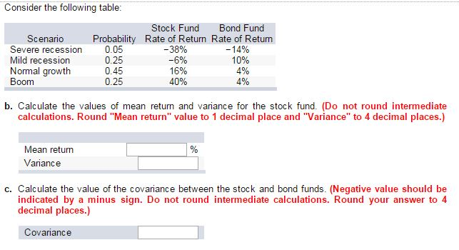 Solved Calculate the values of mean return and variance for | Chegg.com