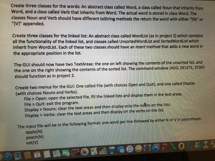 Solved Create Three Classes For The Words An Abstract Class 