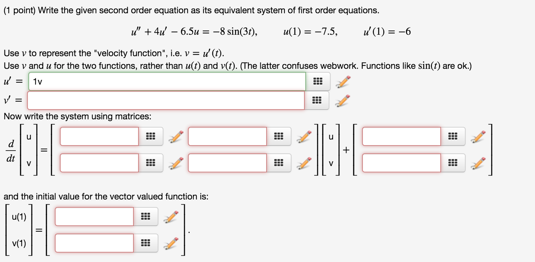 Solved Write the given second order equation as its | Chegg.com