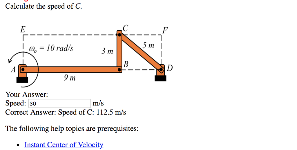 Solved Calculate the speed of C. 10 rad/s Im 9 m Your | Chegg.com