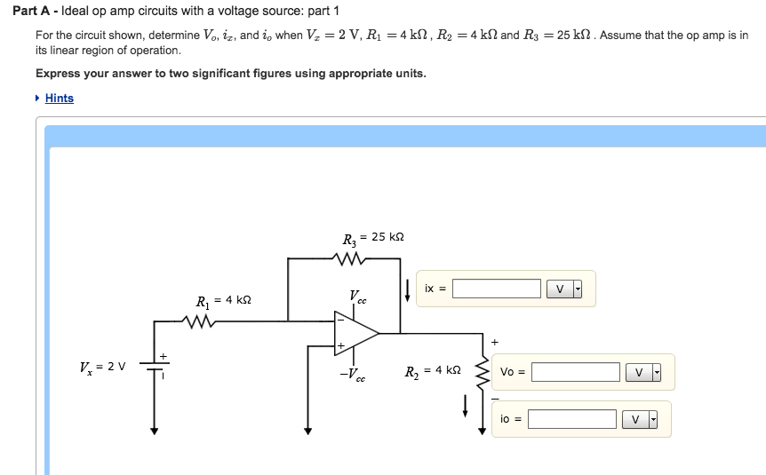 Solved Part A Ideal op amp circuits with a voltage source: | Chegg.com