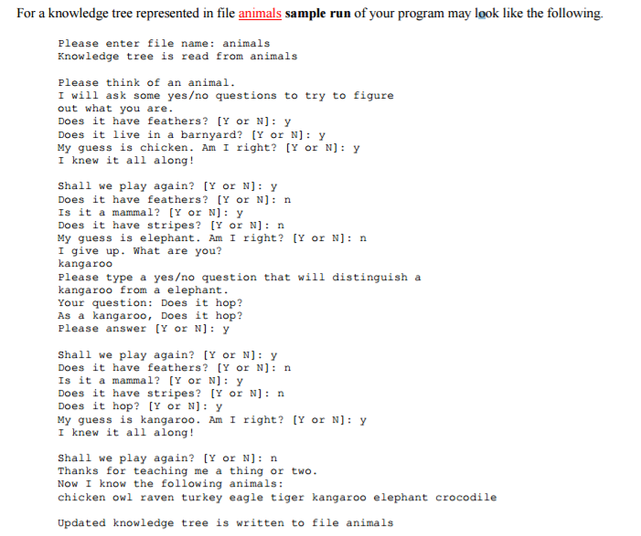 Solved Animal Guess Game public class BTNode { // | Chegg.com