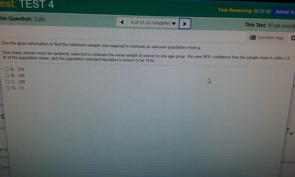 Solved Use the given information to find the minimum sample | Chegg.com