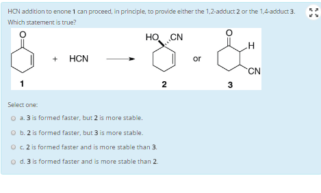 Solved HCN addition to enone 1 can proceed, in princi ple, | Chegg.com