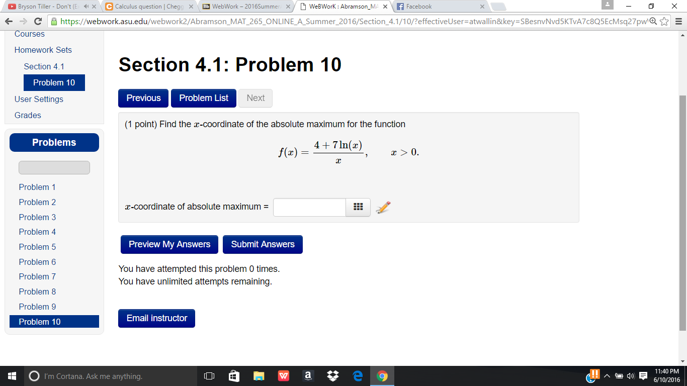 Solved Find the x-coordinate of the absolute minimum for the | Chegg.com