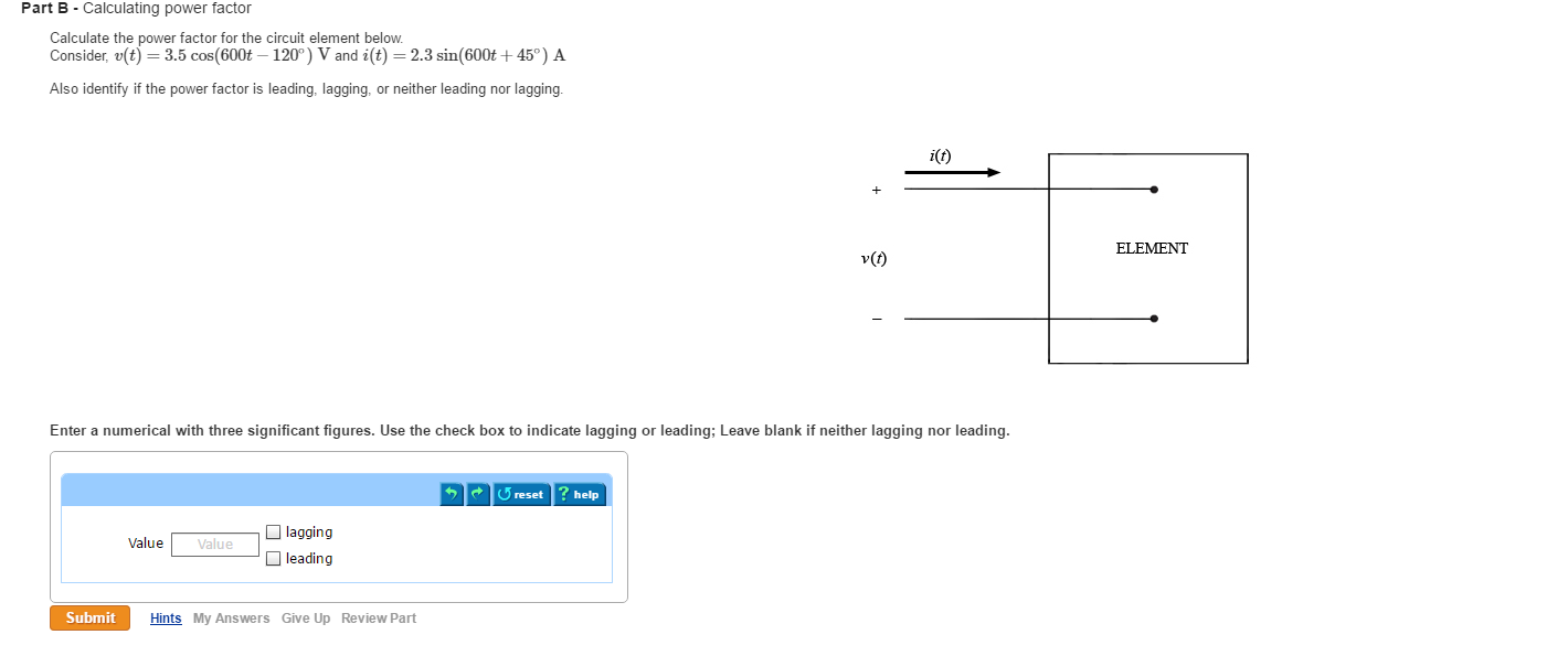 Solved Part A - Calculating average and reactive power l | Chegg.com