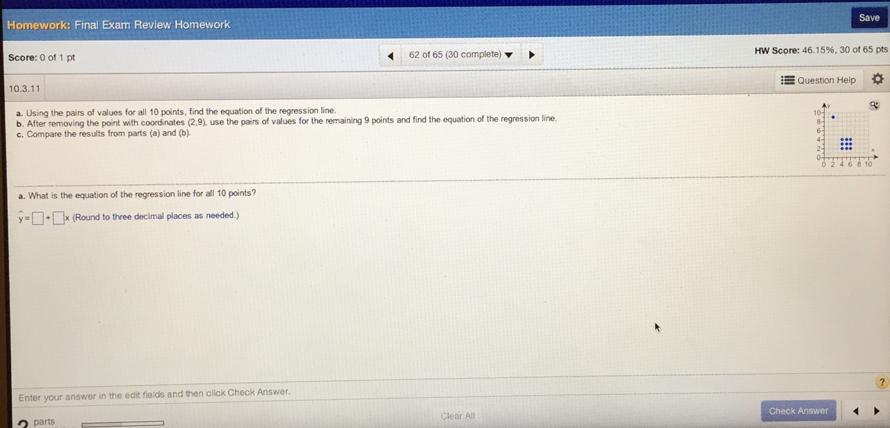 Solved Using the pairs of values for all 10 points, find the | Chegg.com
