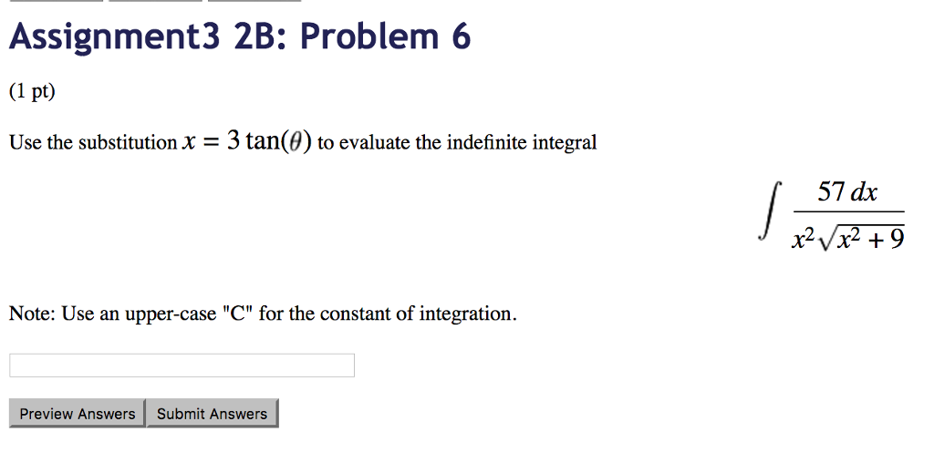 Solved Use the substitution x = 3 tan (theta) to evaluate | Chegg.com