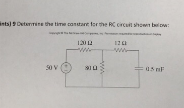Solved ints) 9 Determine the time constant for the RC | Chegg.com
