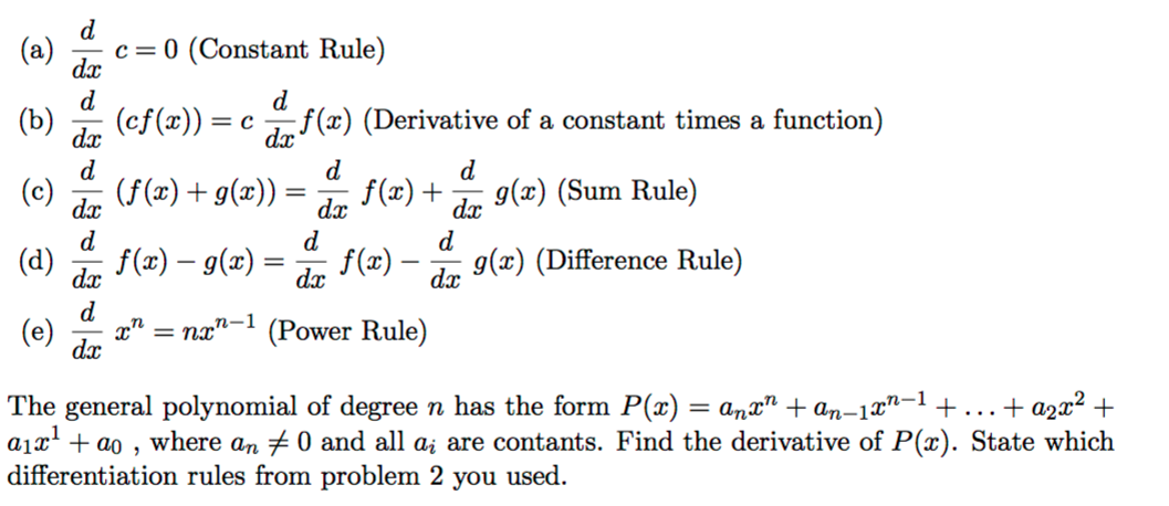 Solved (a) c 0 (Constant Rule) dac (b) dc (cf(z)) c dac r) | Chegg.com
