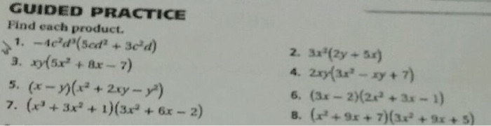 Solved Find each product. -4c^2d^2(5cd^2 + 3c^2d) 3x^2(2y | Chegg.com