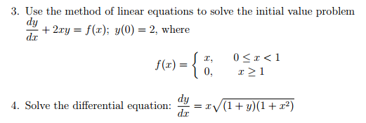 Solved Use the method of linear equations to solve the | Chegg.com