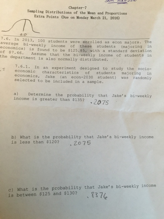 Solved Chapter-7 Sampling Distributions of the Mean and | Chegg.com