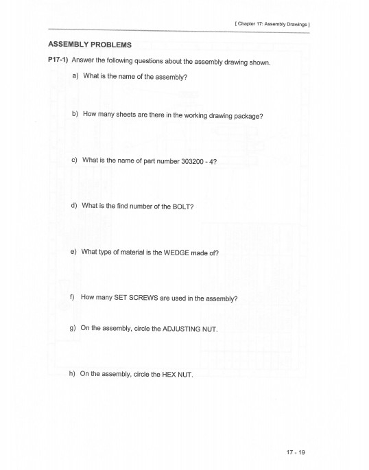 Solved Chapter 17: Assembly Drawings ASSEMBLY PROBLEMS | Chegg.com