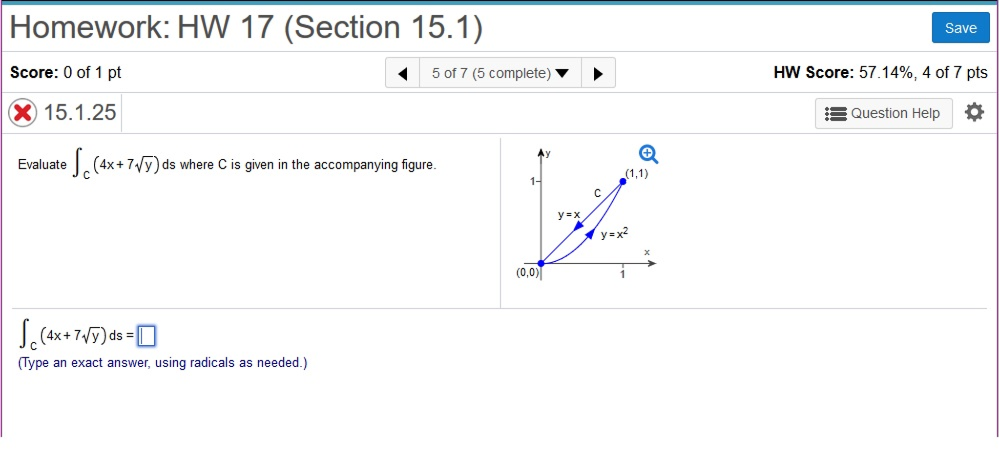 Solved Evaluate integral_c (4x+ 7 squareroot y)ds where C is | Chegg.com
