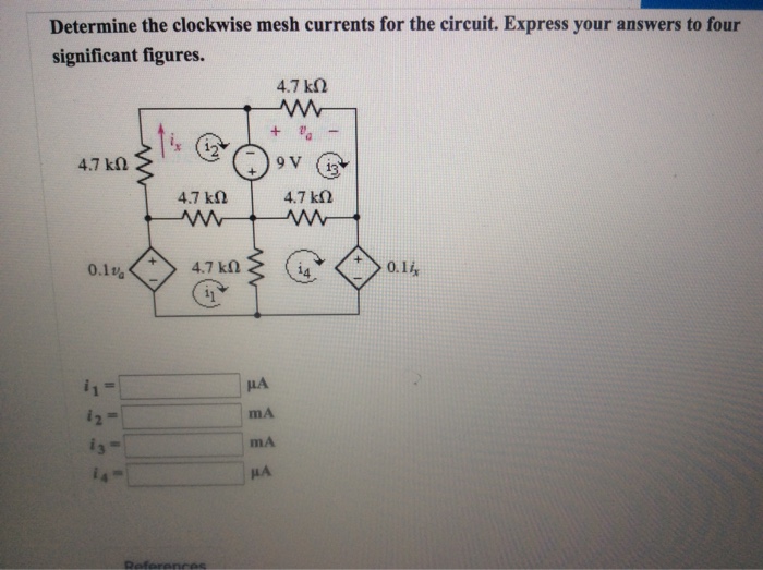 Determine the clockwise mesh currents for the | Chegg.com