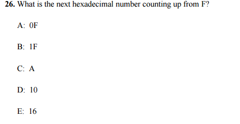Solved 26. What is the next hexadecimal number counting up | Chegg.com
