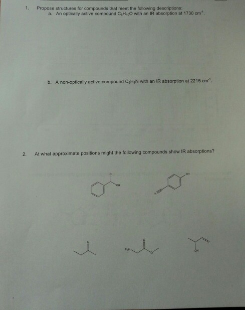 Solved Propose structure for compounds that meet the | Chegg.com