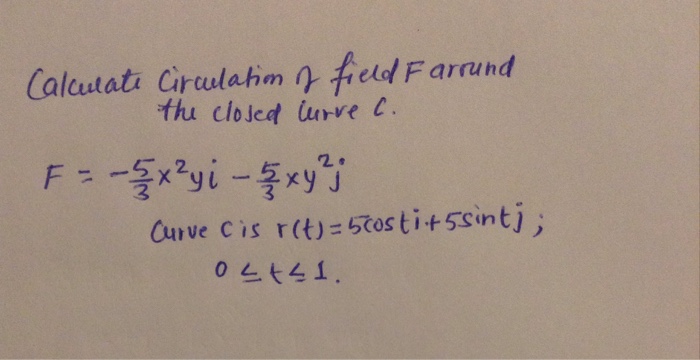 Solved Calculate circulation of field F around the closed | Chegg.com