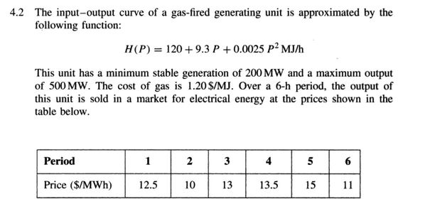 Solved 4.2 The input-output curve of a gas-fired generating | Chegg.com