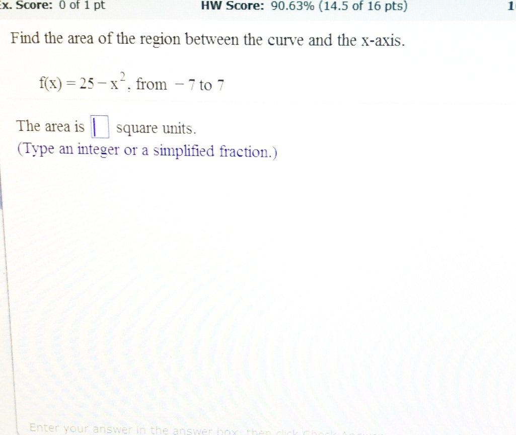 Solved Find the area of the region between the curve and the | Chegg.com