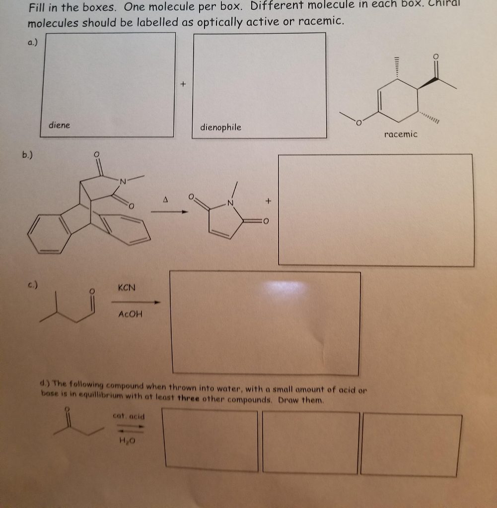 Solved Fill in the boxes. One molecule per box. Different | Chegg.com