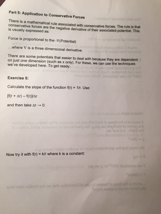 Solved Part 5: Application to Conservative Forces There is a | Chegg.com