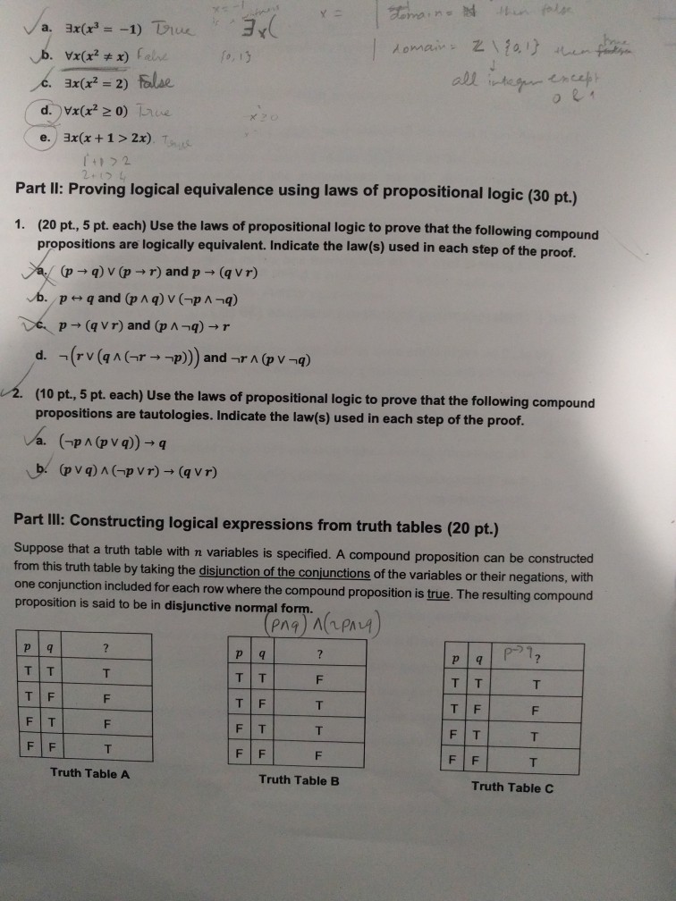 Solved Part I: Understanding logical expressions (30 pt.) | Chegg.com