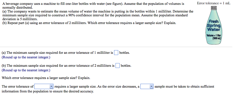 Solved A beverage company uses a machine to fill one-liter | Chegg.com