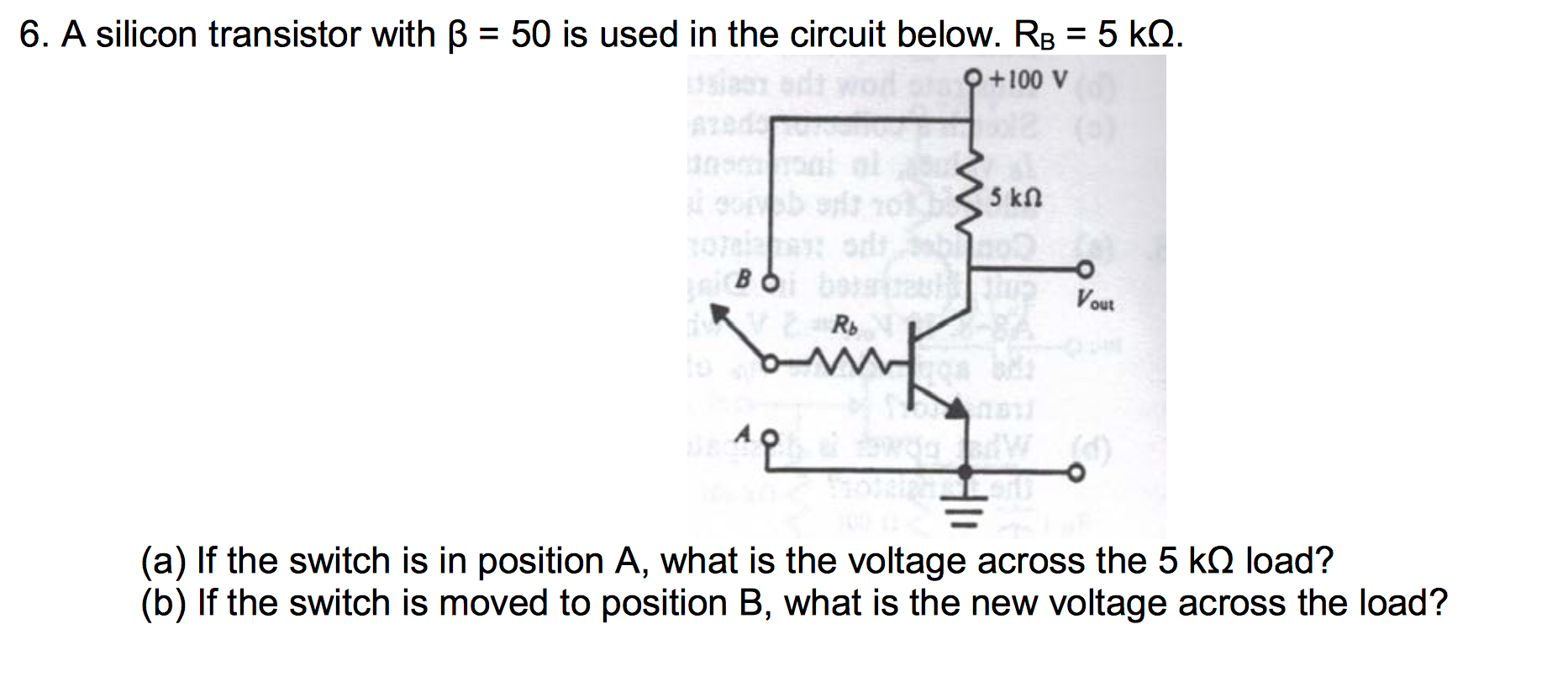 Solved A silicon transistor with beta = 50 is used in the | Chegg.com