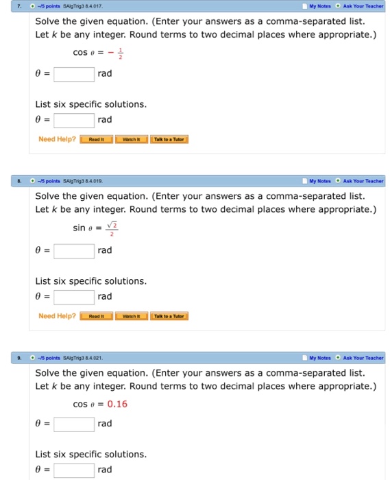 Solved Solve the given equation. (Enter your answers as a | Chegg.com Solved Solve the given equation. (Enter your answers as a | Chegg.com