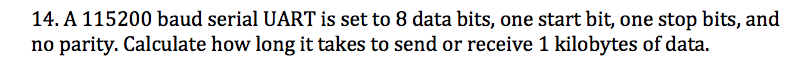 Solved 14 A 115200 Baud Serial Uart Is Set To 8 Data Bits