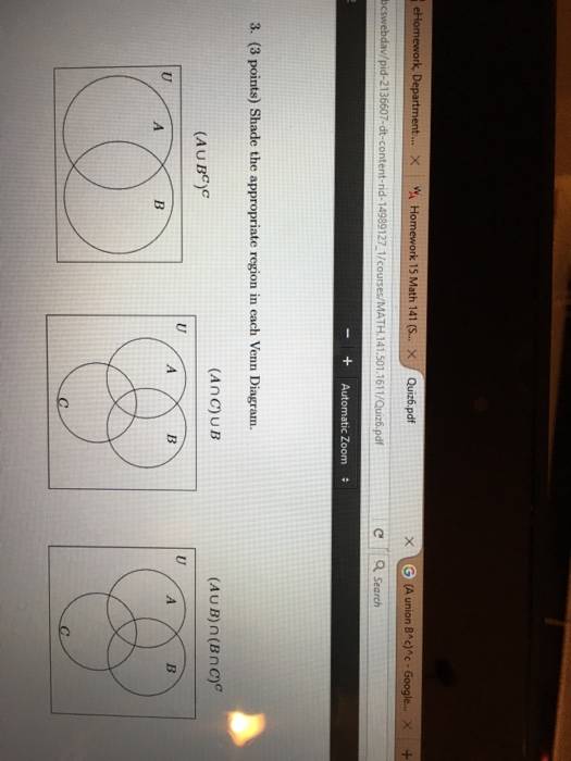 Solved Shade the appropriate region in each Venn Diagram. | Chegg.com