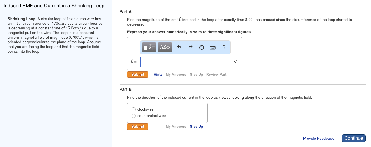 Solved Induced EMF and Current in a Shrinking Loop Shrinking | Chegg.com