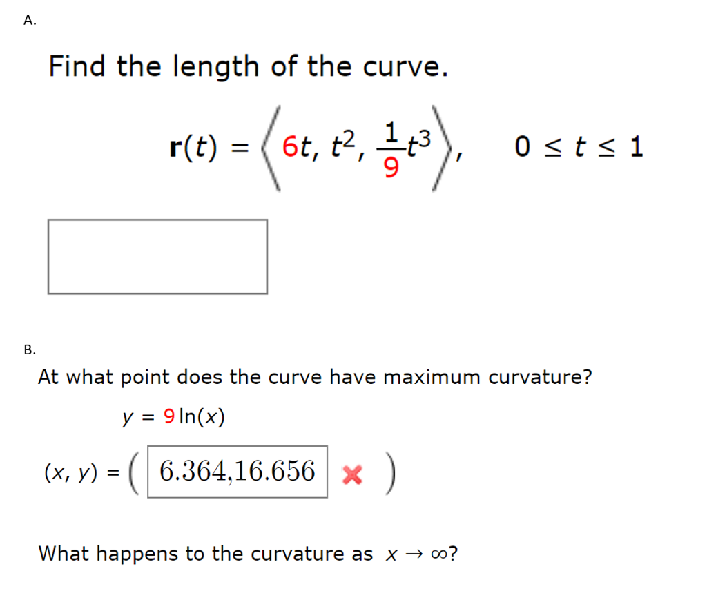 Solved A. li B. At what point does the curve have maximum | Chegg.com