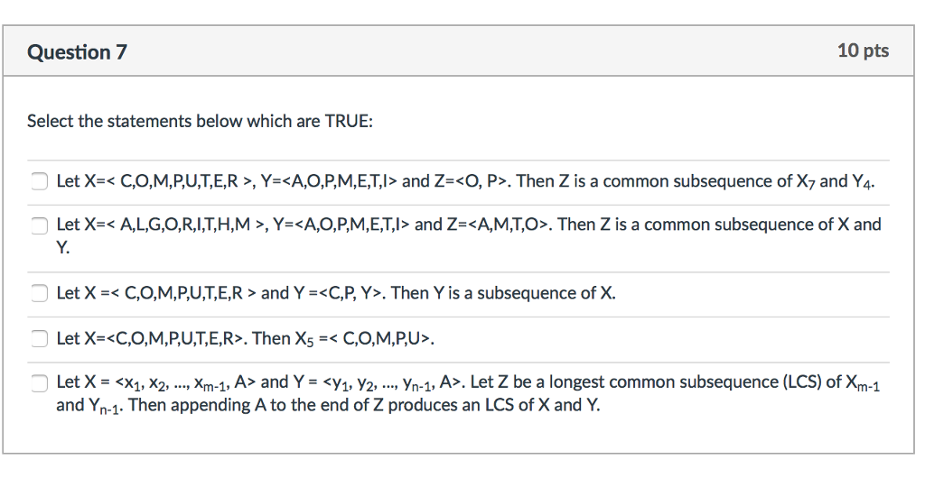 Solved Select the statements below which are TRUE: Let X = | Chegg.com
