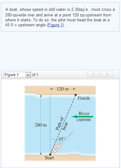 Solved A boat, whose speed in still water is 2.30m/s, must | Chegg.com