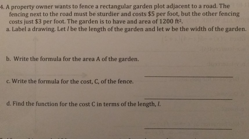 Solved 4. A property owner wants to fence a rectangular | Chegg.com