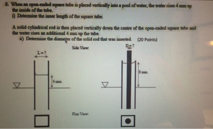 Solved When an open-ended square tube is placed vertically | Chegg.com