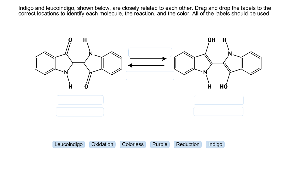 Solved Indigo and leucoindigo, shown below, are closely | Chegg.com