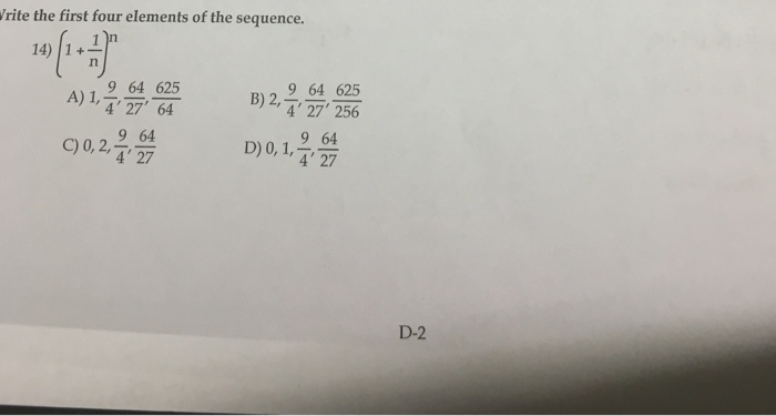 Solved Write the first four elements of the sequence. 14) | Chegg.com